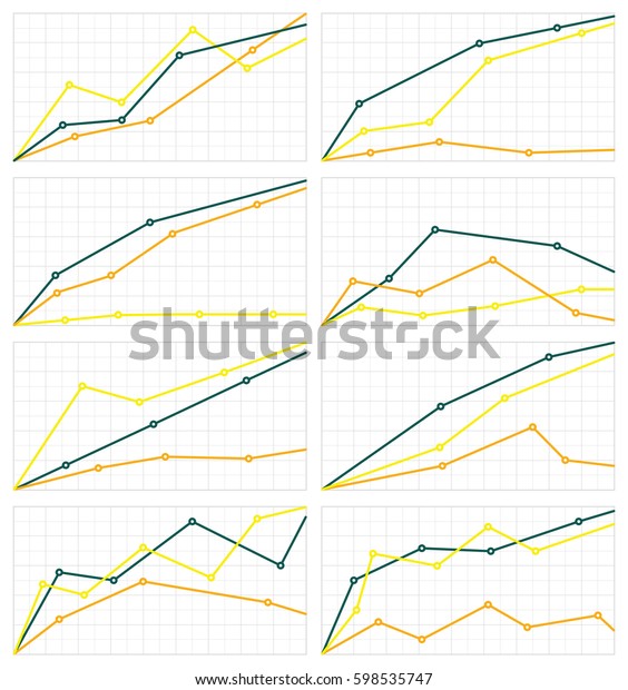 Set Stylish Line Diagrams Graphs On Stock Vector (Royalty Free ...