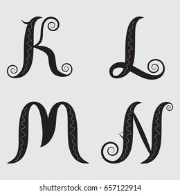 Set Stylish Monochrome Letters Vector Stock Vector (Royalty Free ...