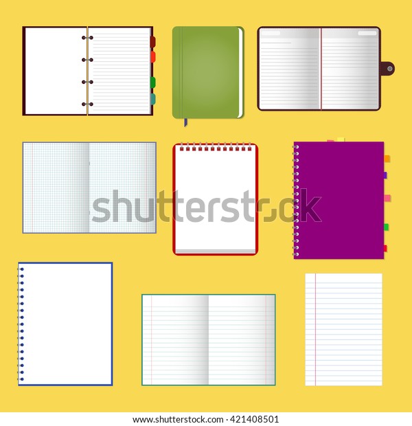 Set Stylish Notebooks Pages Vector Illustration Stock Vector (Royalty ...