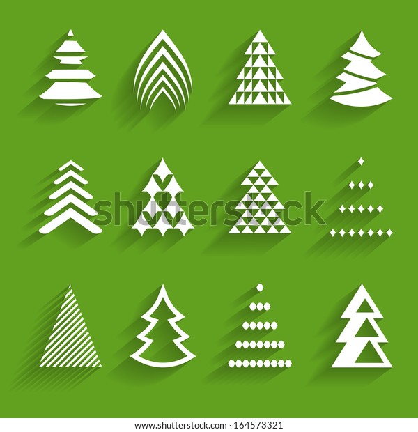 Set Stylized Paper Fir Trees On Stock Vector (Royalty Free) 164573321 ...