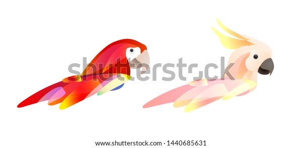 Set Stylized Parrot Heads Feathers Logo: vector de stock (libre de ...