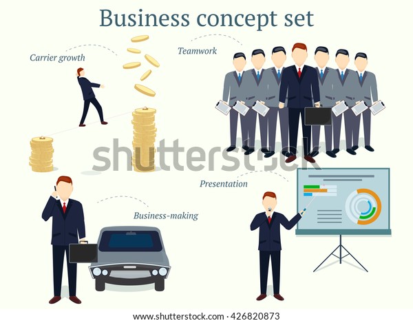 Set Successful Businessman Concept Illustration Vector Stock Vector