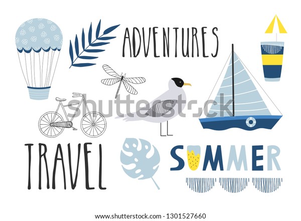 Set Summer Adventure Illustration Stock Vector (Royalty Free ...