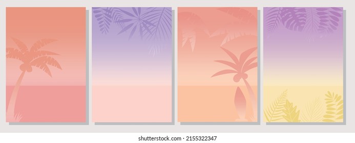 Set Summer Beach Sunset Sunrise Template Stock Vector (Royalty Free ...