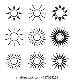Sun Outline Set Simple Doodle Style Stock Vector (Royalty Free ...