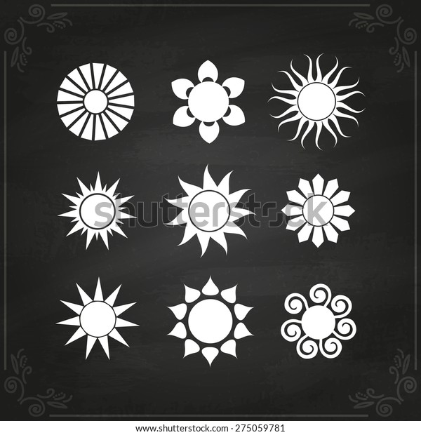 Set Sun Icons On Chalkboard Vector Stock Vector (Royalty Free) 275059781