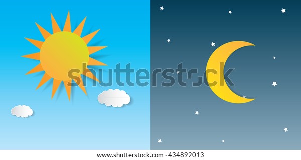 Set Sun Moon Day Night Stock Vector (Royalty Free) 434892013 | Shutterstock