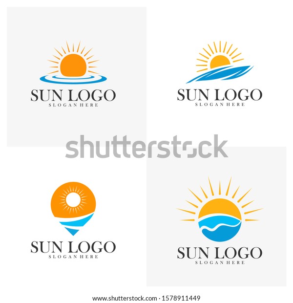 Set Sun Water Logo Design Vector Stock Vector (Royalty Free) 1578911449 ...