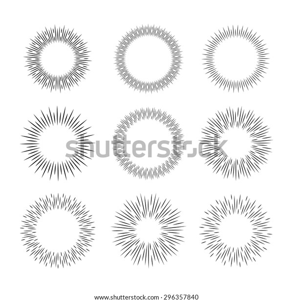Set Sunburst Symbols Vector Illustration Abstract Stock Vector (Royalty ...