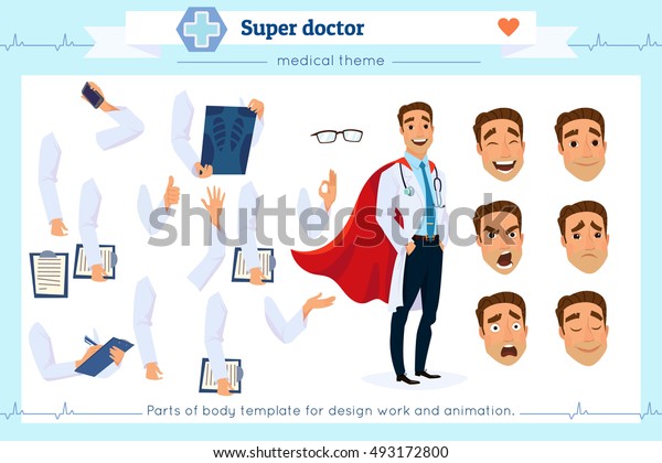 Set Super Doctor Presenting Various Actionpupil Stock Vector (Royalty ...