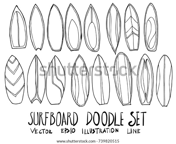 Set Surfboard Illustration Hand Drawn Doodle Stock Vector (Royalty Free ...