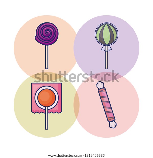 Set Sweet Lollipops Candy Bar Stock Vector (Royalty Free) 1212426583 ...