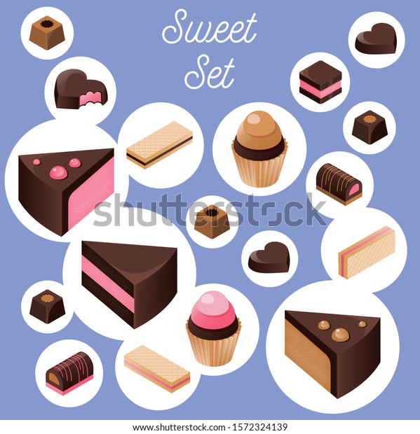 Set Sweets Vector Illustration Isometric 3d Stock Vector (Royalty Free ...