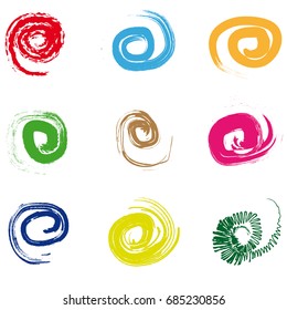 Set Swirling Circles Swirling Grungy Elements Stock Vector (Royalty ...