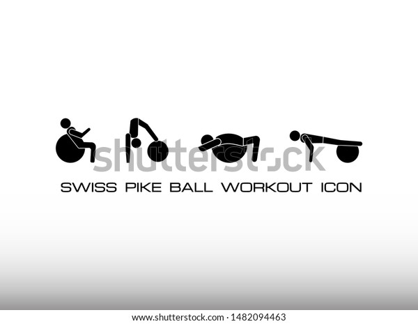 Set Swiss Pike Ball Workout Monochrome Stock Vector (Royalty Free ...