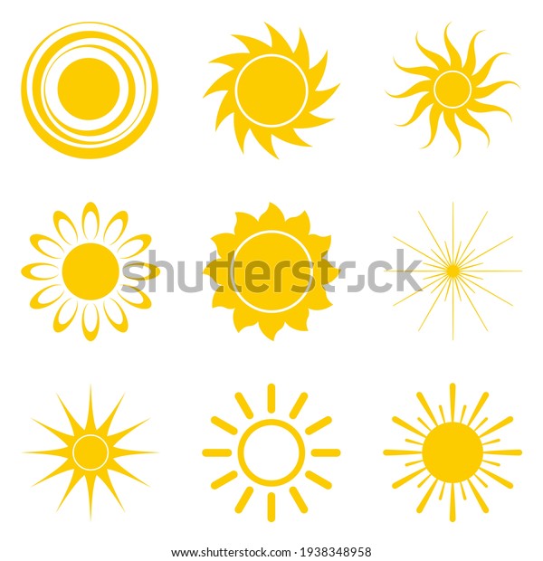 Set Symbols Bright Sun Isolated On Stock Vector (Royalty Free ...