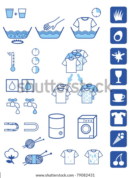 Vektor Stok Set simbol untuk instruksi bubuk deterjen (Tanpa Royalti ...