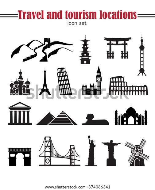 Set Symbols Different Countries Memorable Places Stock Vector (Royalty ...