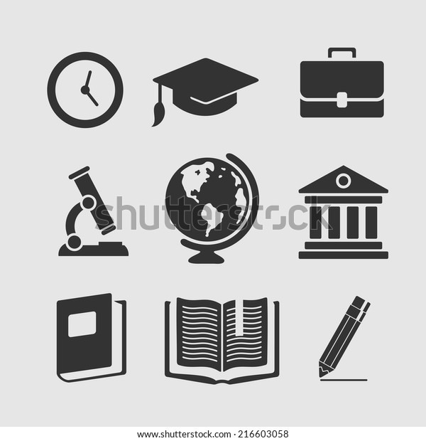 Set Symbols Education Stock Vector (Royalty Free) 216603058 | Shutterstock