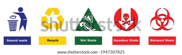 Set Symbols Garbage Various Colors Stock Vector (Royalty Free ...