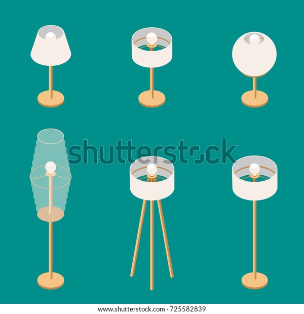 Set Table Floor Lamps Isometric Vector Stock Vector (Royalty Free ...