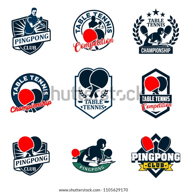 Set Table Tennis Badges Emblems Logos Stock Vector (Royalty Free ...