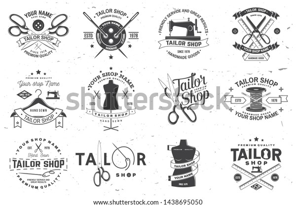 Set Tailor Shop Badges Vector Illustration: vector de stock (libre de ...