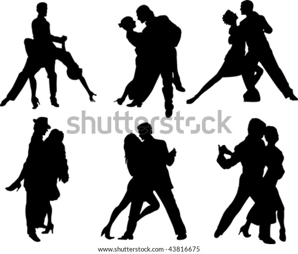 Set Tango Dancers Silhouettes Vector Illustration Stock Vector (Royalty ...