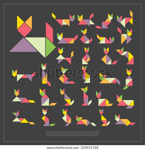 Set Tangram Cats Vector Illustration Stock Vector (Royalty Free) 210415768