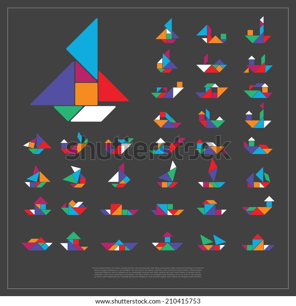 Set of tangram ships- vector illustration