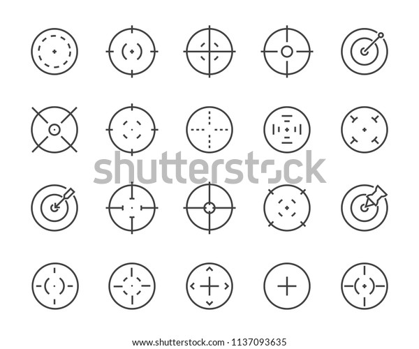 Set Target Line Icons Stock Vector (Royalty Free) 1137093635