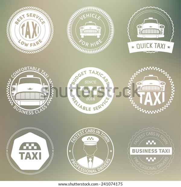 Set Taxi Badges Logos Labels On Stock Vector (Royalty Free) 241074175