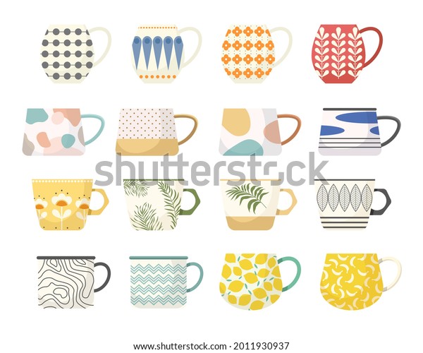 Set Tea Coffee Cups Side View Stock Vector (Royalty Free) 2011930937 ...
