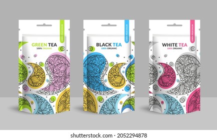 Set Tea Packaging Design Zip Pouch Stock Vector (Royalty Free ...