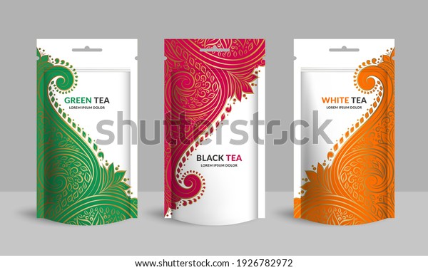 Set Tea Packaging Design Zip Pouch Stock Vector (Royalty Free) 1926782972