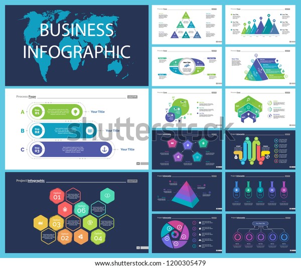 Set Teamwork Statistics Concept Infographic Charts Stock Vector ...