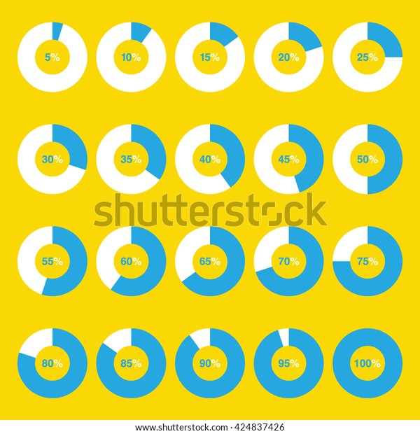 Set Template Icon Pie Blue Chart Stock Vector (Royalty Free) 424837426 ...