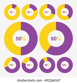 Set Template Icon Pie Purple Chart: vector de stock (libre de regalías ...