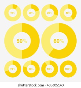 Set Template Icon Pie Yellow Chart Stock Vector (Royalty Free) 435605140