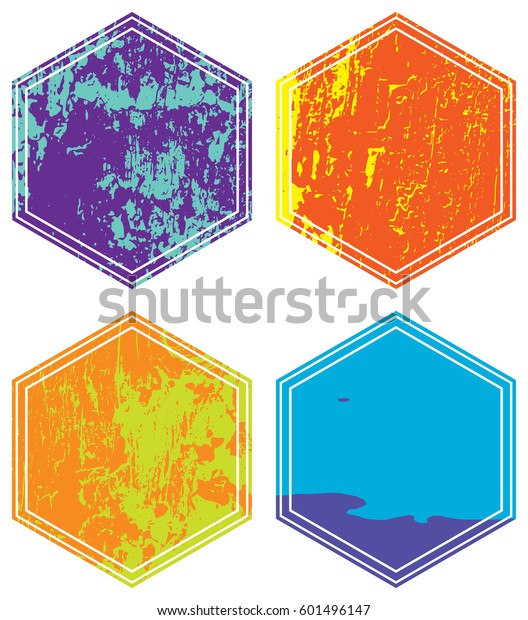 Set Templates Color Hexagon Retro Vintage Stock Vector (Royalty Free ...