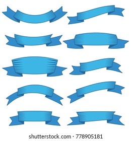 Set Ten Blue Ribbons Banners Web Stock Vector (Royalty Free) 778905181 ...