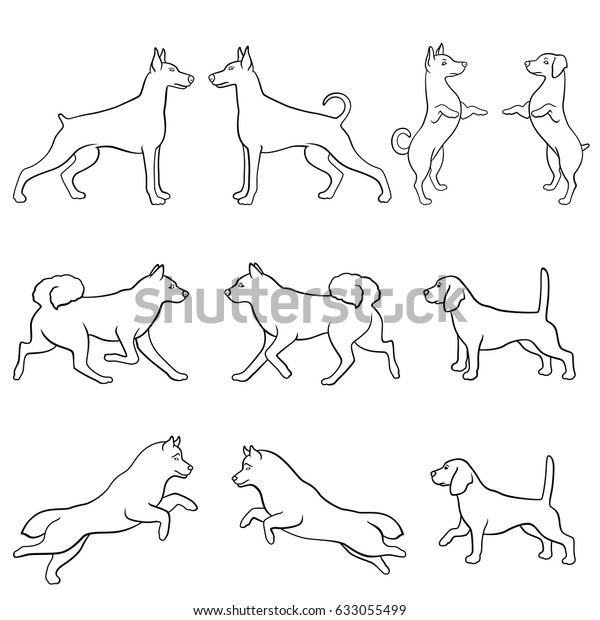 Set Ten Hand Drawing Dog Vector: เวกเตอร์สต็อก (ปลอดค่าลิขสิทธิ์ ...