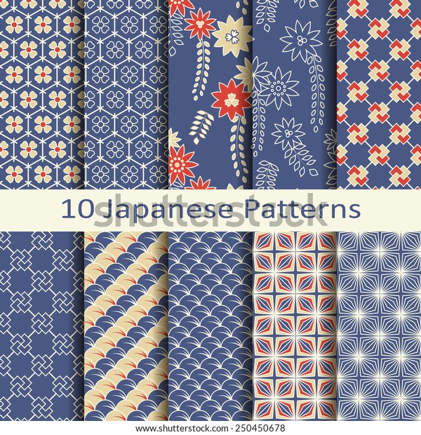conjunto de diez patrones japoneses