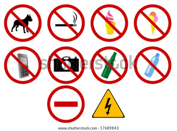 Set Ten Prohibition Signs Stock Vector (Royalty Free) 17689843 ...