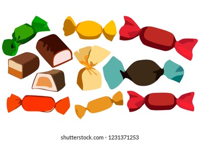 Set Ten Sweets Different Shapes Colors Stock Vector (Royalty Free ...