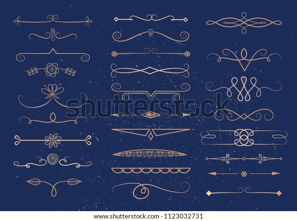 Set Text Dividers On Dark Blue Stock Vector (Royalty Free) 1123032731