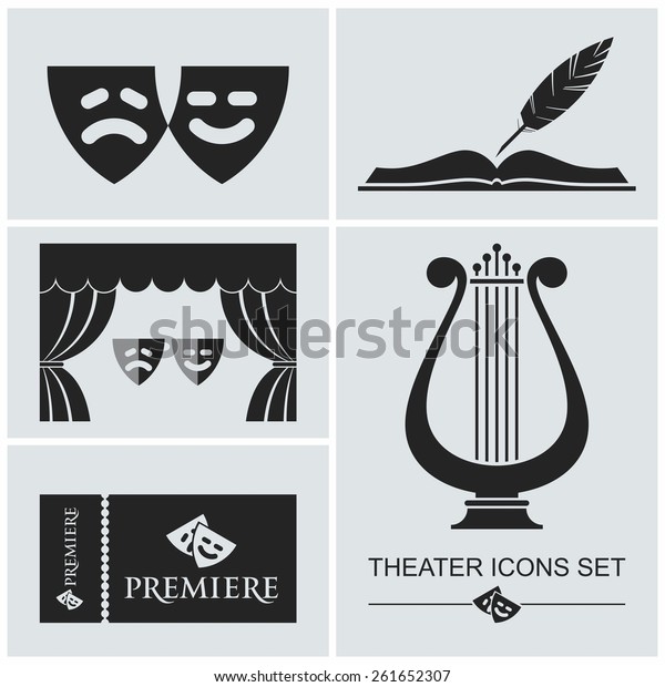 Set Theater Icons Stencil Style Stock Vector (Royalty Free) 261652307 ...