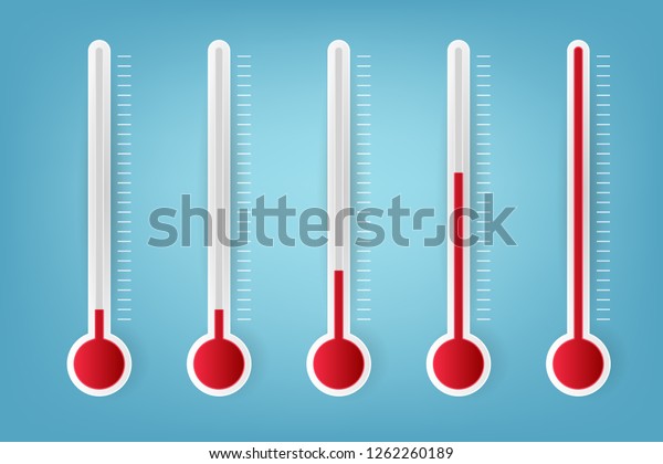 Set Thermometers Percentage Different Levels Vector 스톡 벡터(로열티 프리 ...