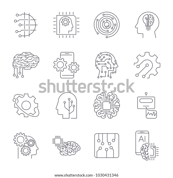 Set Thin Icons Related Artificial Intelligence Stock Vector (Royalty ...