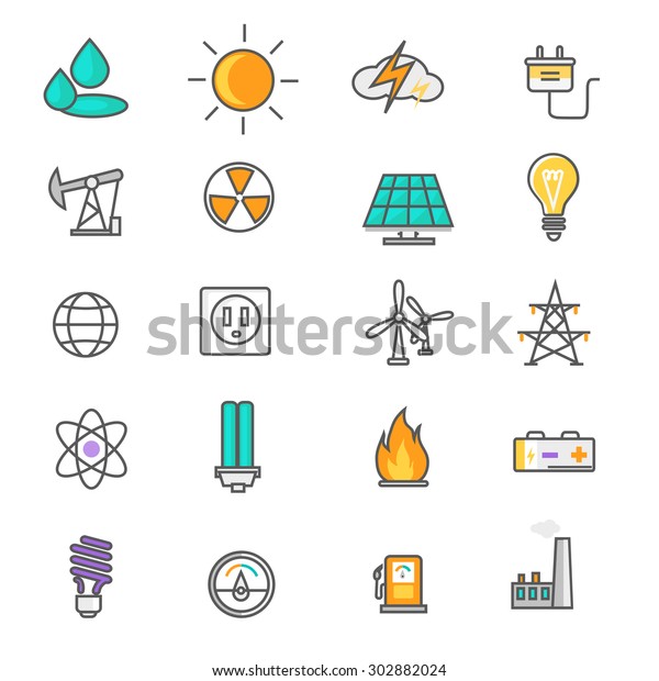 Set Thin Lines Icons Energy Resource Stock Vector (Royalty Free) 302882024 Set Thin Lines Icons Energy Resource Stock Vector (Royalty Free) 302882024
